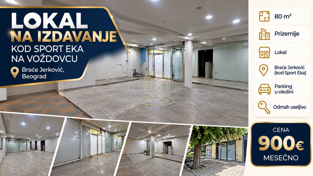 Poslovni prostor / Lokal, Beograd – Braće Jerković | Izdavanje · 80m² · 900€