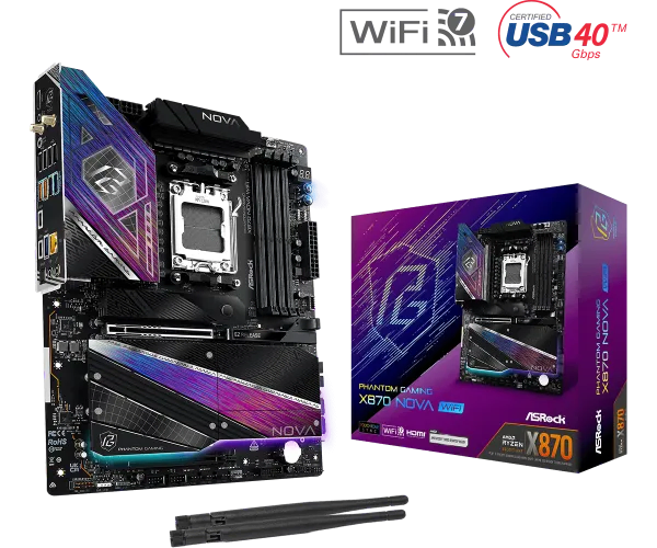 ASRock X870 Nova WiFi matična ploča AM5 DDR5 ATX Wi-Fi 7 90-MXBT20-A0UAYZ