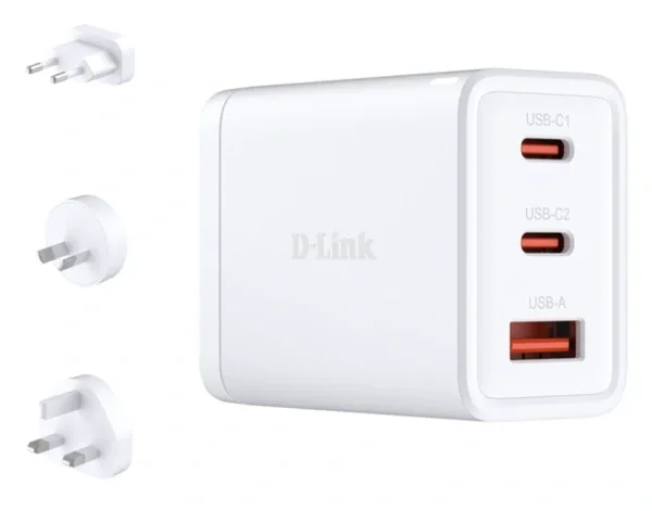 D-Link GaN USB punjač 65W 2x USB-C i 1x USB-A sa izmenjivim utikačima DCP-651