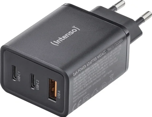 Intenso W65ACC GaN punjač 65W 2x USB-C 1x USB-A crni 7806510