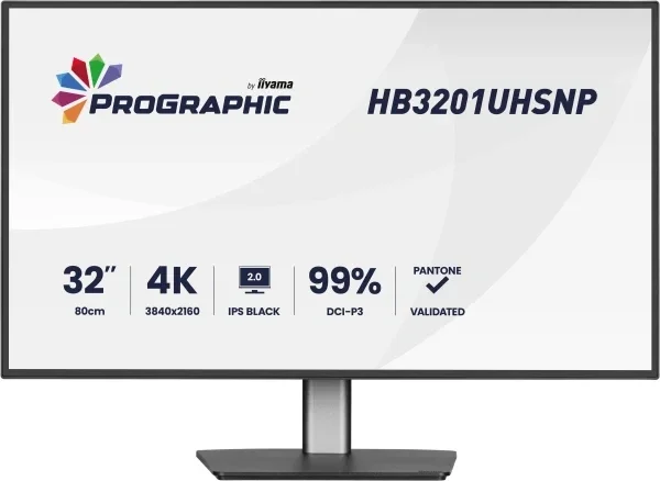 iiyama ProGraphic 31.5" monitor 4K UHD IPS Black USB-C 96W RJ45 pivot HB3201UHSNP-B1