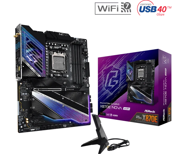 ASRock X870E Nova WiFi matična ploča AM5 DDR5 ATX Wi-Fi 7 90-MXBPX0-A0UAYZ
