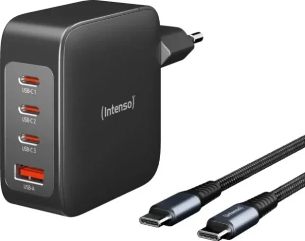 Intenso W140A3C GaN punjač 140W 3x USB-C 1x USB-A + C520C USB-C kabl 2 m 7814010