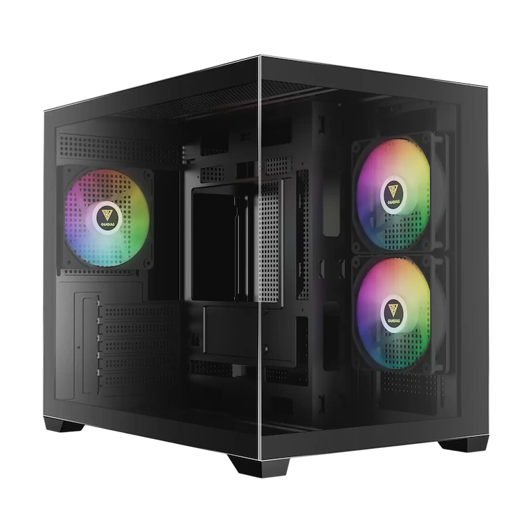 Gamdias Aura GC10M V2 ARGB kućište Micro-ATX, staklo, 3 ARGB ventilatora