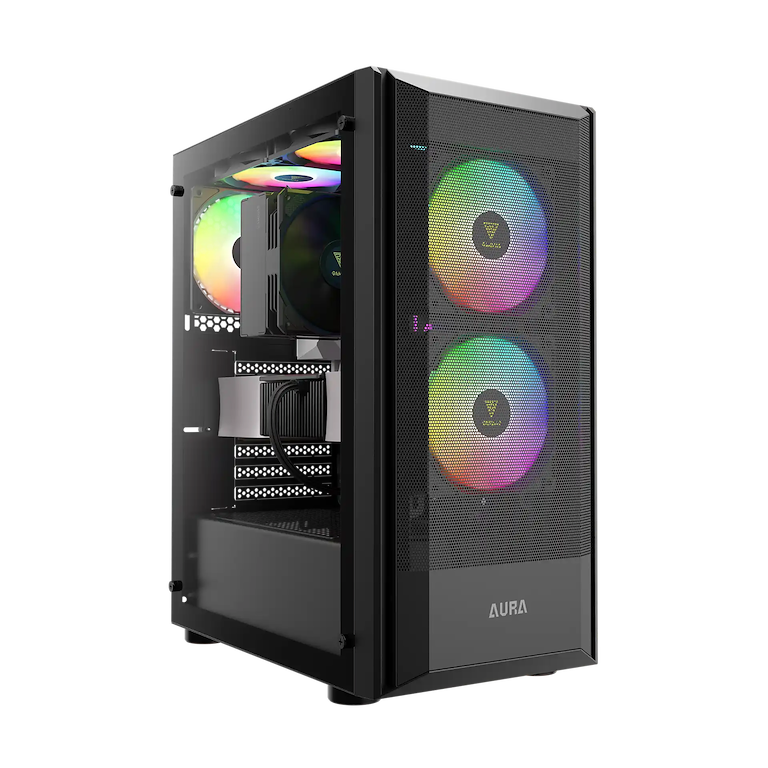 Gamdias Aura GC6 ARGB Mid Tower kućište sa napajanjem GP650W i 3 ARGB ventilatora