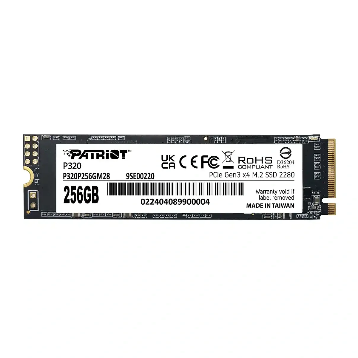 Patriot P320 256GB M.2 NVMe SSD PCIe Gen3 2200MB/s P320P256GM28