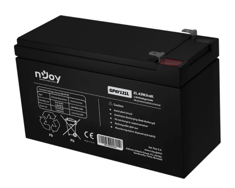 NJOY GP07121L VRLA AGM baterija za UPS 12V 5Ah BTVACFUOBTA1LCW01B
