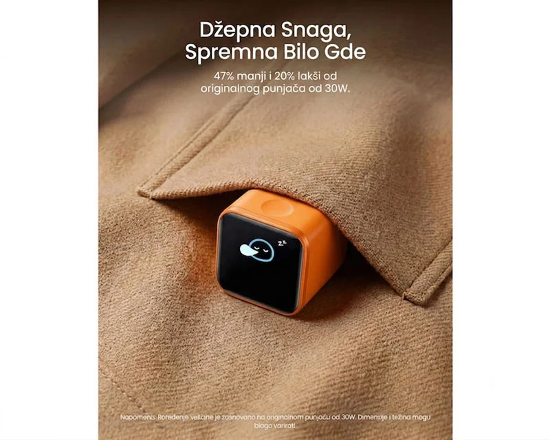 Anker Nano zidni punjač 45W USB-C sa ekranom narandžasti A121DGO1