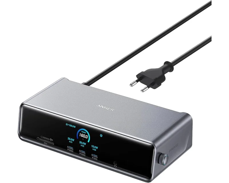 Anker Prime docking stanica 14u1 USB-C 140W DisplayLink tri ekrana siva A83B33A1