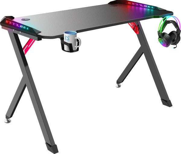 Defender Spirit gaming sto 120 x 60 cm ARGB osvetljenje crni 64389