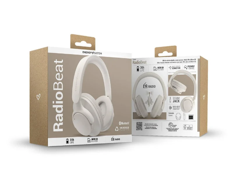 Energy Sistem RadioBeat bežične Bluetooth slušalice sa FM radiom krem M45972