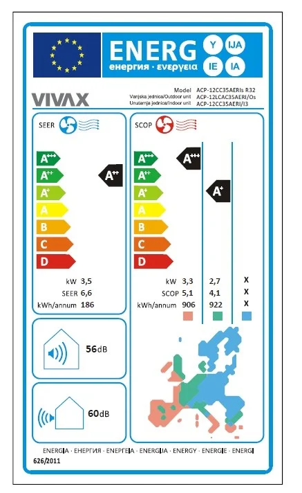 Vivax COOL kasetna jedinica multi-split klima uređaja 12000 BTU A++ R32 sa panelom ACP-12CC35AERI/I3s