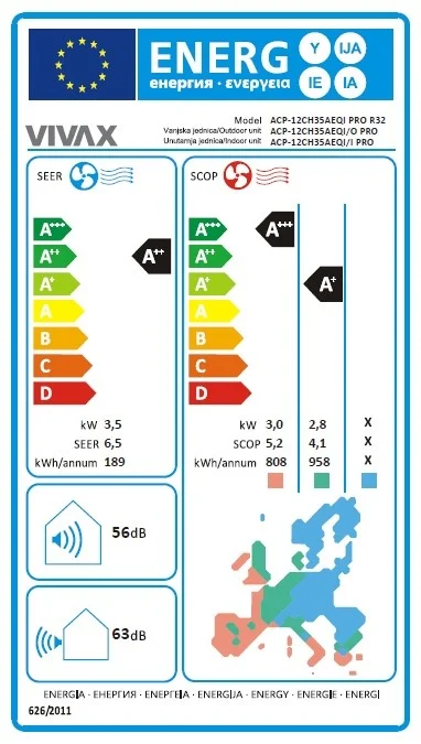 Vivax Cool klima uređaj 12000 BTU R32 ACP-12CH35AEQI PRO