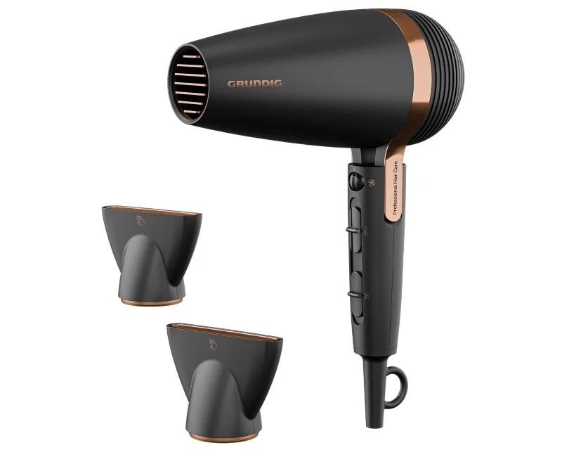 Grundig fen za kosu 2300W AC motor jonska funkcija difuzor crno-roze zlatni HD 8080