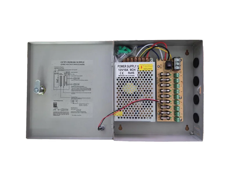 MAXPRO LINE centralno napajanje 12V 10A 120W 9 kanala u metalnom ormariću