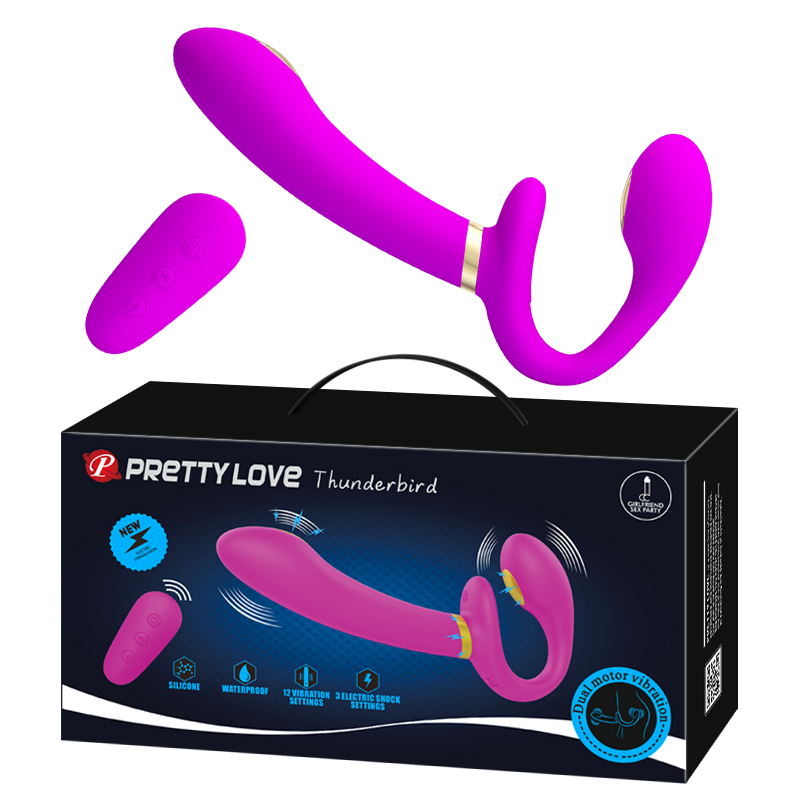 Pretty Love Thunderbird strap-on sa vibracijom i elektrostimulacijom — silikon — BW 22068W