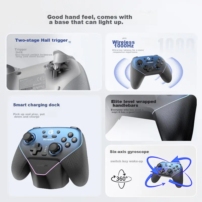 GameSir Gejmerski kontroler SuperNova, 1000Hz, Bluetooth 5.3,2.4G, Roze