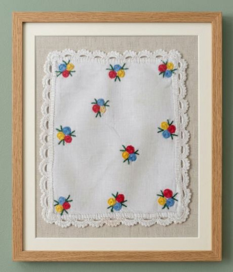 Ručni vez i čipka 18.5x15 cm - Etno cvetići