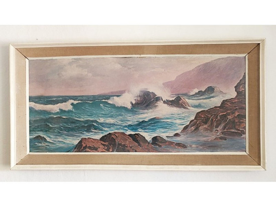 Retro slikana reprodukcija Morska obala 88x44 cm
