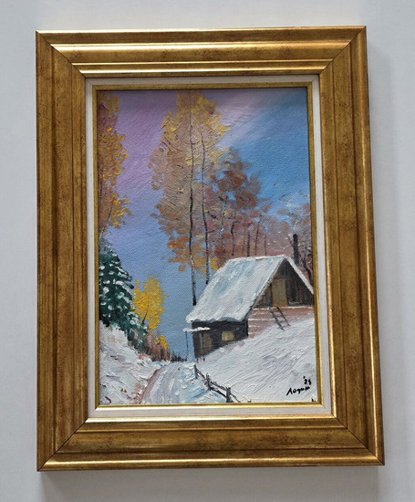 Ulje na lesonitu - Nezne boje zime, prelepo!
