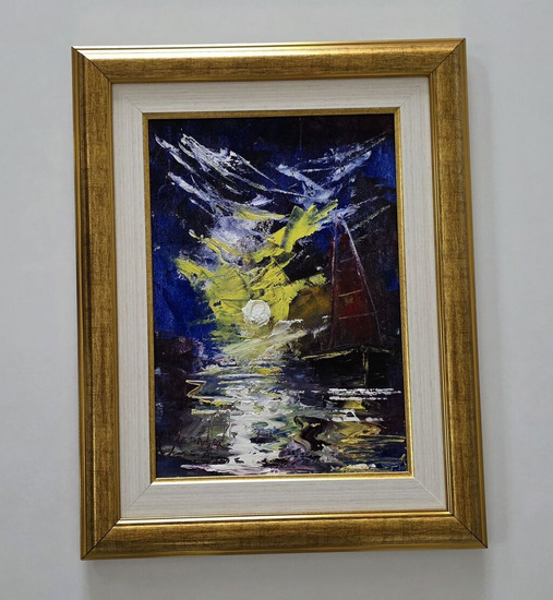 Ulje na platnu - Tiha noc iznad mora, prelepo!
