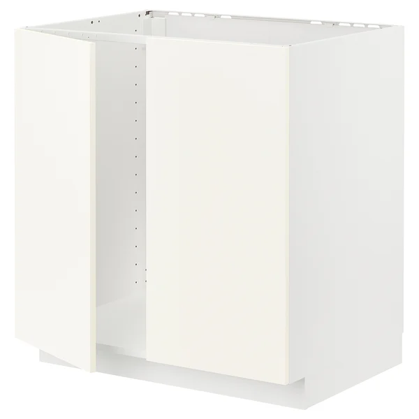 Pod.elem. za sudoperu s 2 vrata, bela/Vallstena bela, 80x60 cm