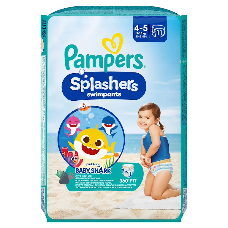 Pampers Pelene za kupanje Splashers 4, CP, 9-15kg, 11/1