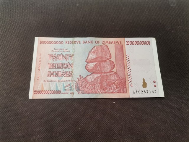 ZIMBABWE 20 TRILLION DOLLARS