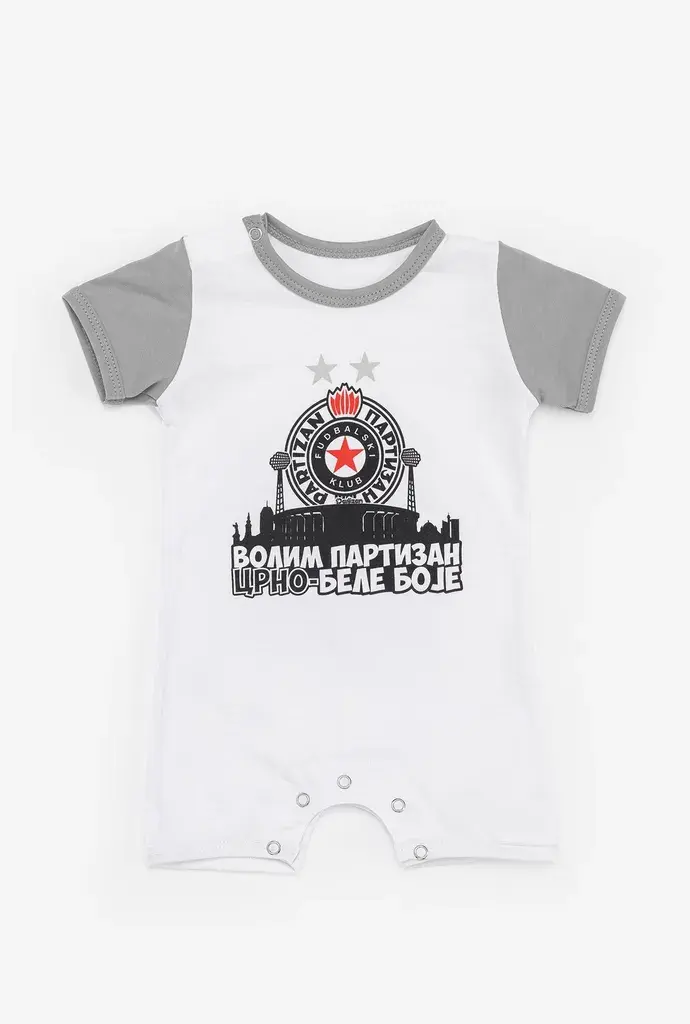 Partizan-Stefan Romper za bebe Partizan, Belo-sivi