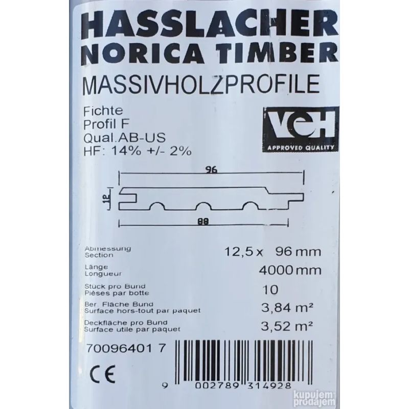 Hasslacher lamperija 4000 x 96 x 12.5mm