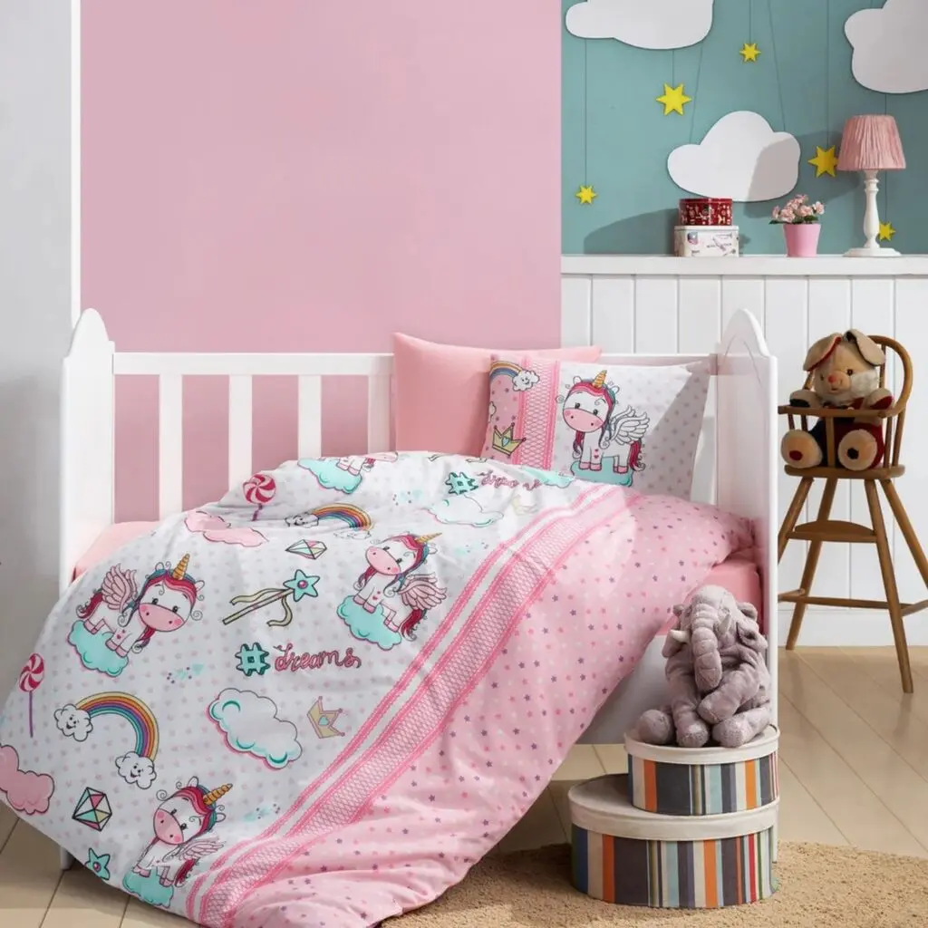 DekorDom Posteljina za bebe CB Line Unicorn, Roze