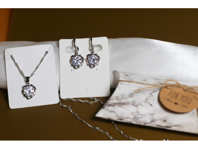 Set nakita srce (ogrlica i minđuše) žig 925