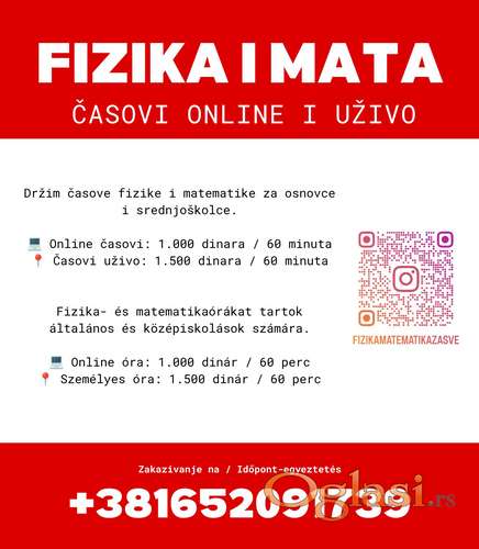 Časovi Fizike i Matematike / Fizika- és matematikaórák