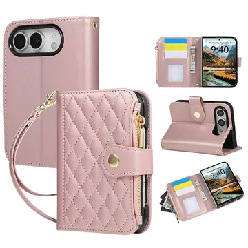 IPHONE DUO LUXURY QUILTED WALLET CASE - ROSE GOLD