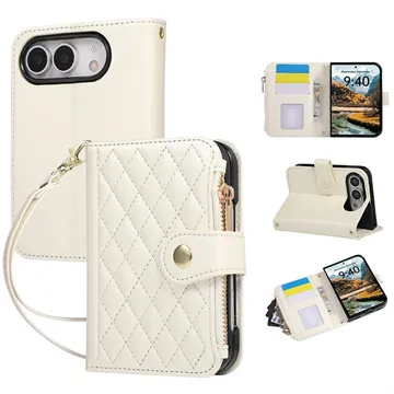 IPHONE DUO LUXURY QUILTED WALLET CASE - WHITE