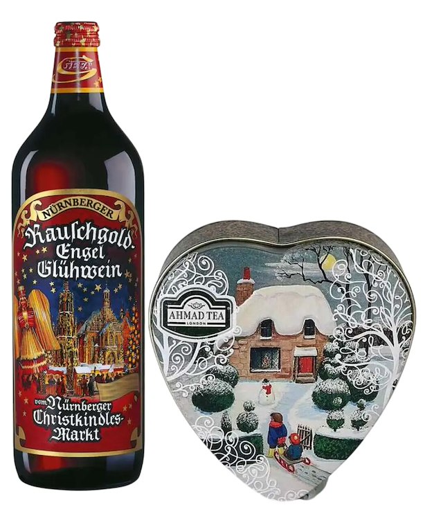 Nurnberger Crveno kuvano vino Gluhwein, 1l i Ahmad Tea Čaj Heart Caddy, 30g