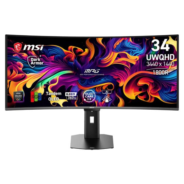 MSI 34"MPG 341CQR QD-OLED X36 UWQHD 3440x1440 VA 360 Hz zakrivljeni Gaming monitor