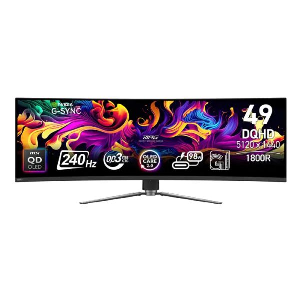 MSI 49" MPG 491CQPX QD-OLED DQHD 5120x1440 QD-OLED 240 Hz G-Sync gaming monitor