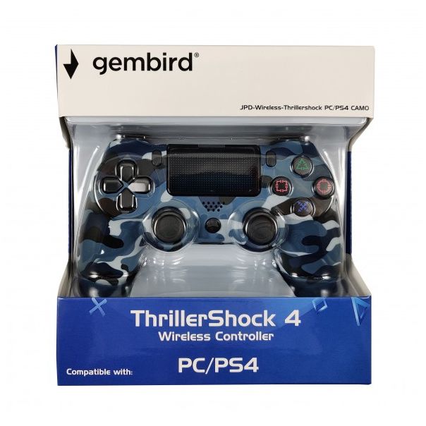 JPD-Wireless-Thrillershock PC/PS4 CAMO BLUE Gembird Bezicni gamepad sa dvostrukom vibracijom v2