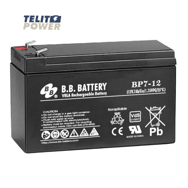 BB BATTERY Akumulator 12V 7Ah BP7-12 BB Battery terminal T2