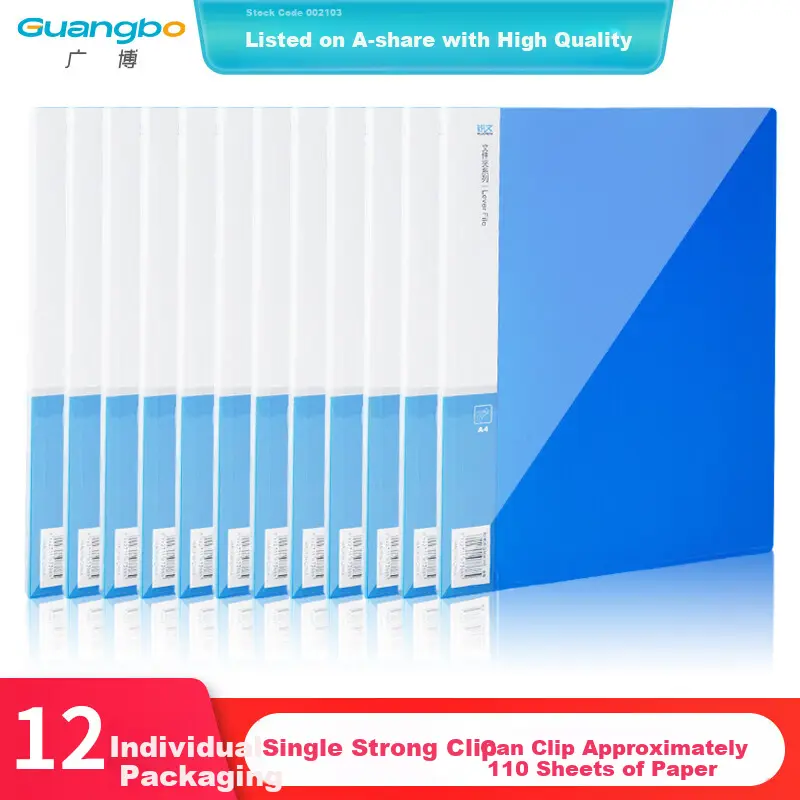 GuangBo Set fascikli sa klamericom, A4, 12 komada, Plavi