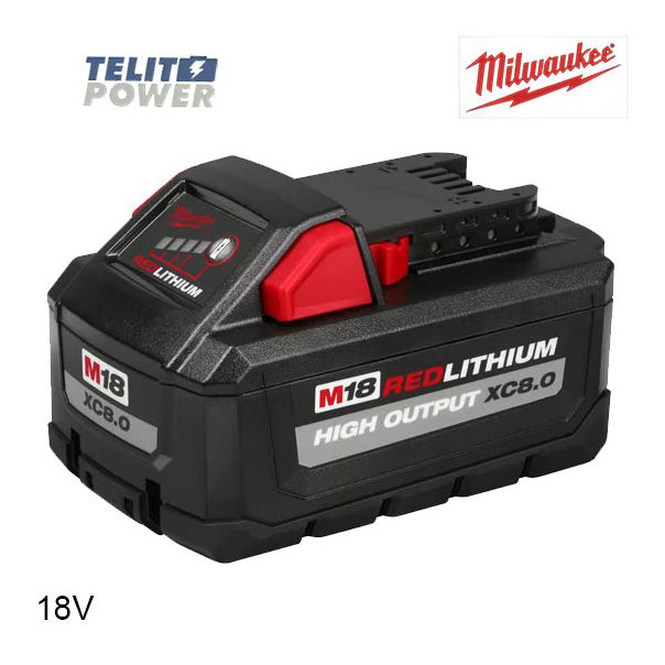 TELIT POWER Milwaukee REDLITHIUM M18 High Output 10Ah – 18V Li-Ion baterija