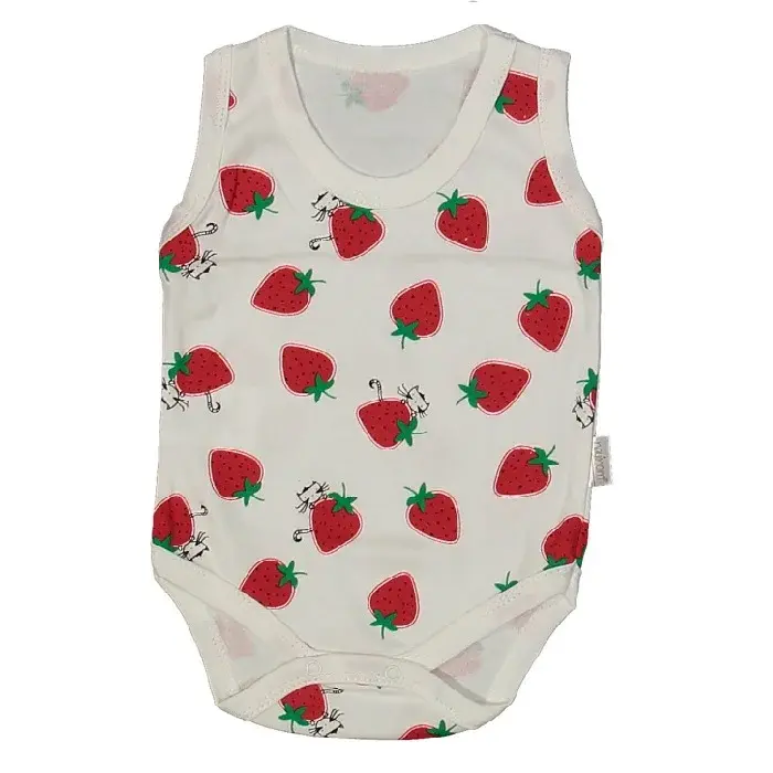 Vrabac Bodi za bebe bez rukava sa jagodama 238651, Beli