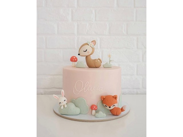Šumski,pastelni,boho motiv, Kartonska torta