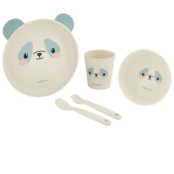 KIKKA BOO Set posuđa za bebe Panda KKB40072, 5 komada, Sivi