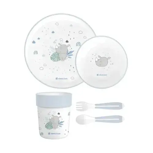 Kikka Boo Set posuđa za bebe, 4 komada, Belo-plavi