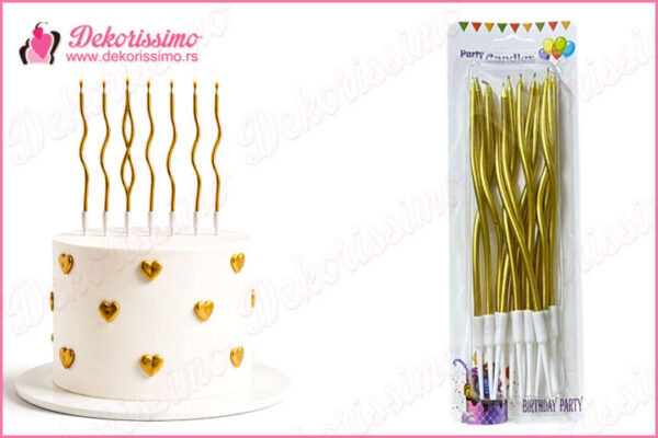 Rođendanske svećice zlatne, set 12kom – K9513