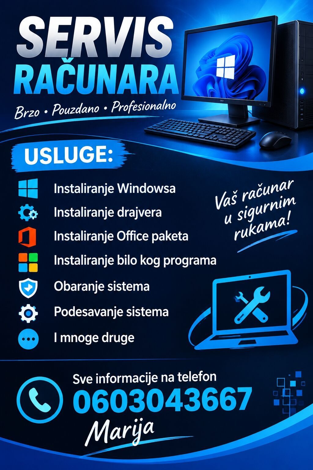 Servis računara – brzo, pouzdano, profesionalno Usluge: -