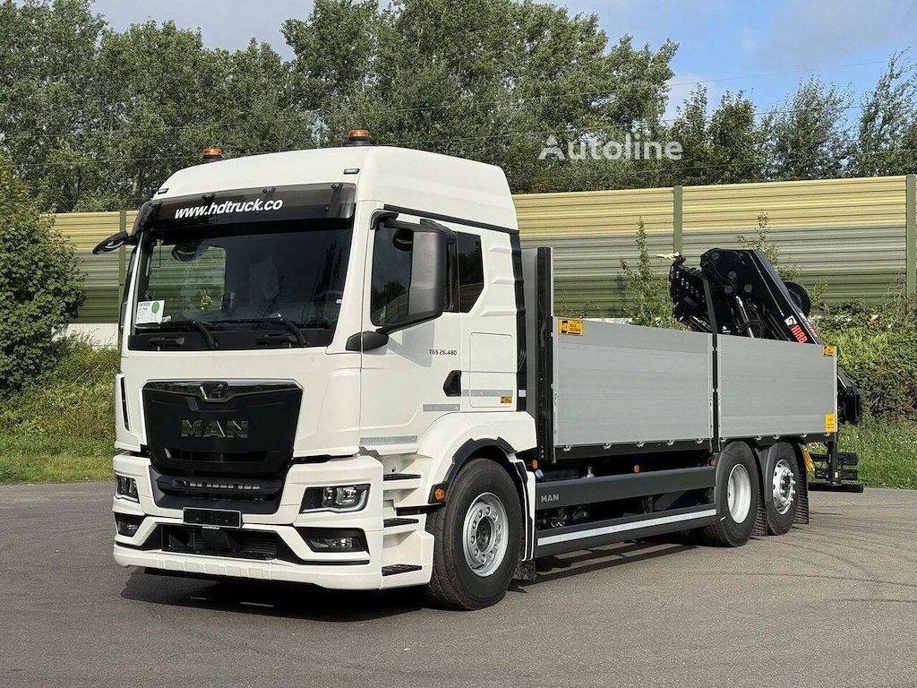 Novi MAN TGS 26.520 MAN TGS 26.520 LL 6x2 Hiab 228-6 Kran kamion s ravnom platformom