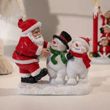 Festa balthazar novogodišnja figura keramička deda mraz i sneško belić 15cm ( 710355 )